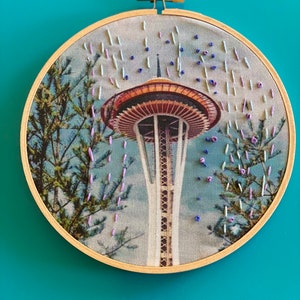 DIY Craft Kit Embroidery Seattle Space Needle - Etsy