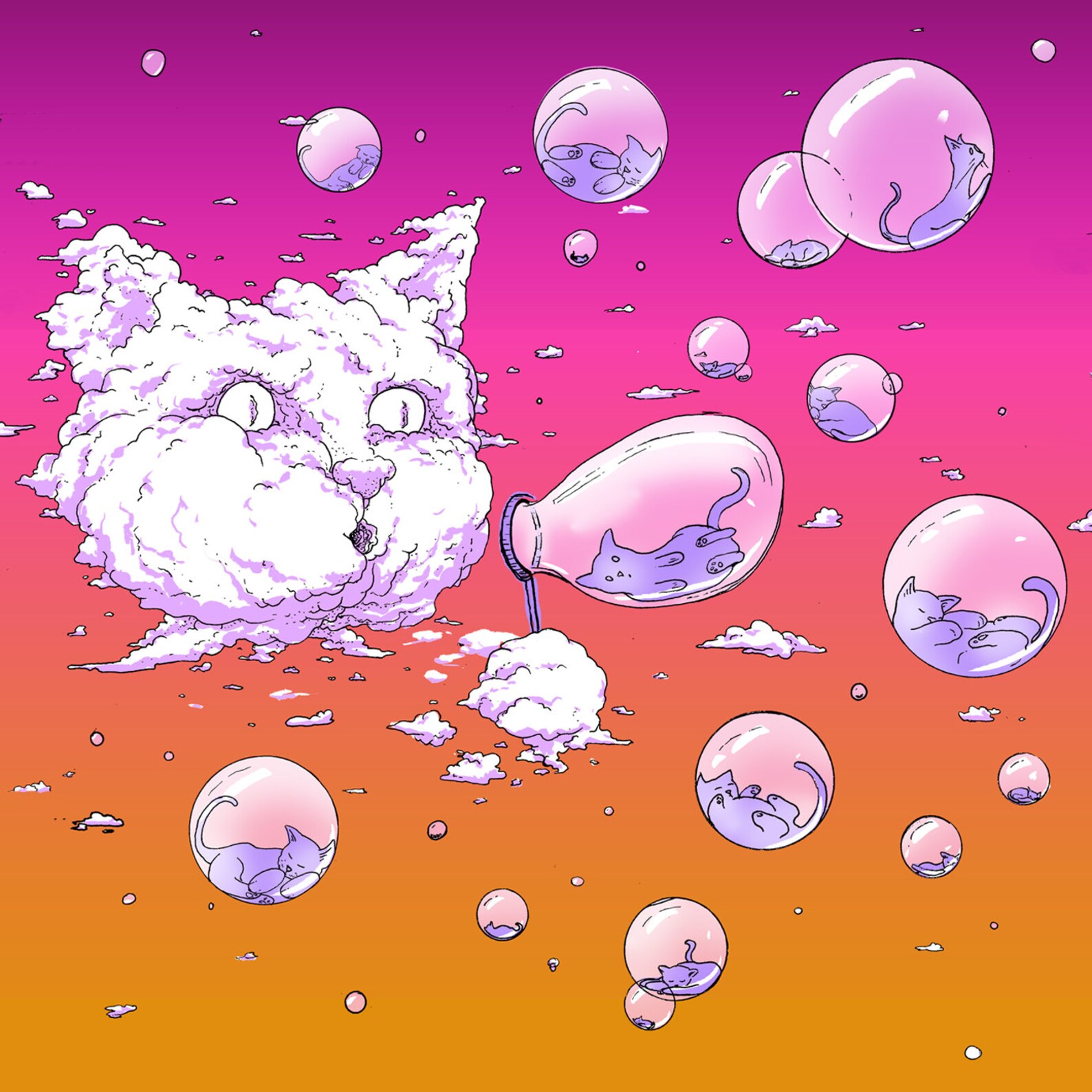 Bubble Cats Sticker: Kittens Laptop Stickers Cool Stickers - Etsy