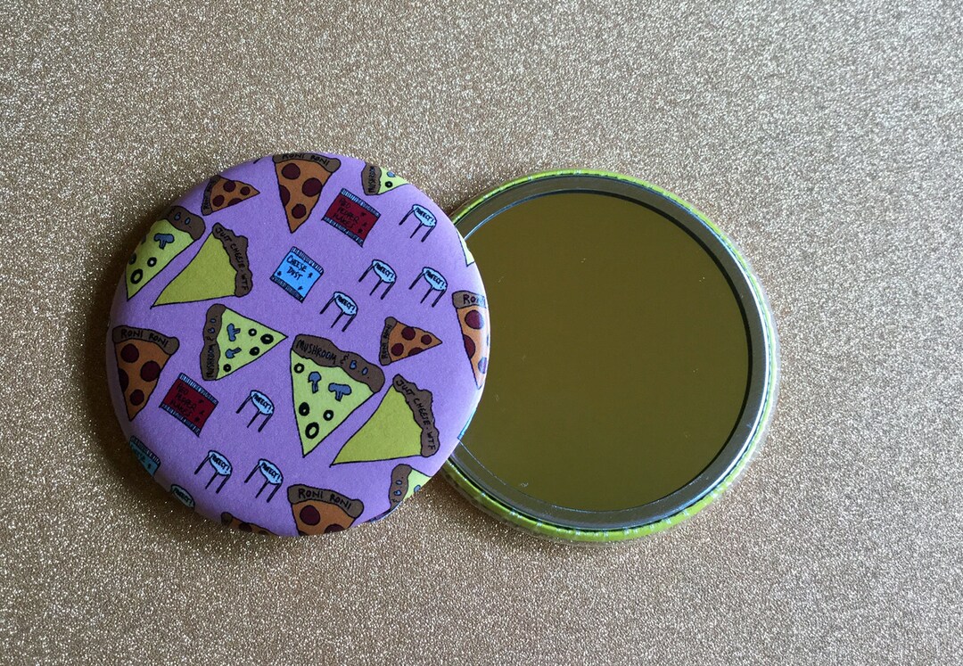 2.25 Inch Hand Mirror, Pizza Party Mirror, Purse Mirror, Pocket Mirror ...