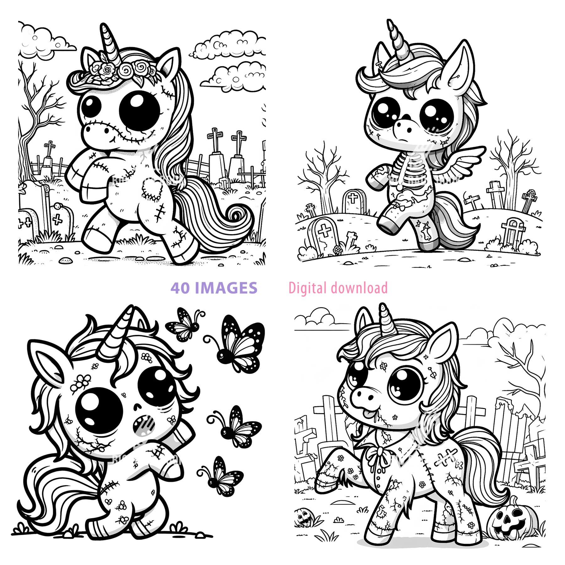 Unicorn Zombie Coloring Pages: Fun Art for Kids & Adults (PDF Download ...