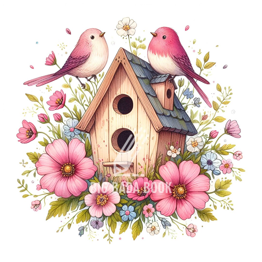 Birdhouse, Birdhouses Watercolor Clipart Bundle, Birdhouse Images ...