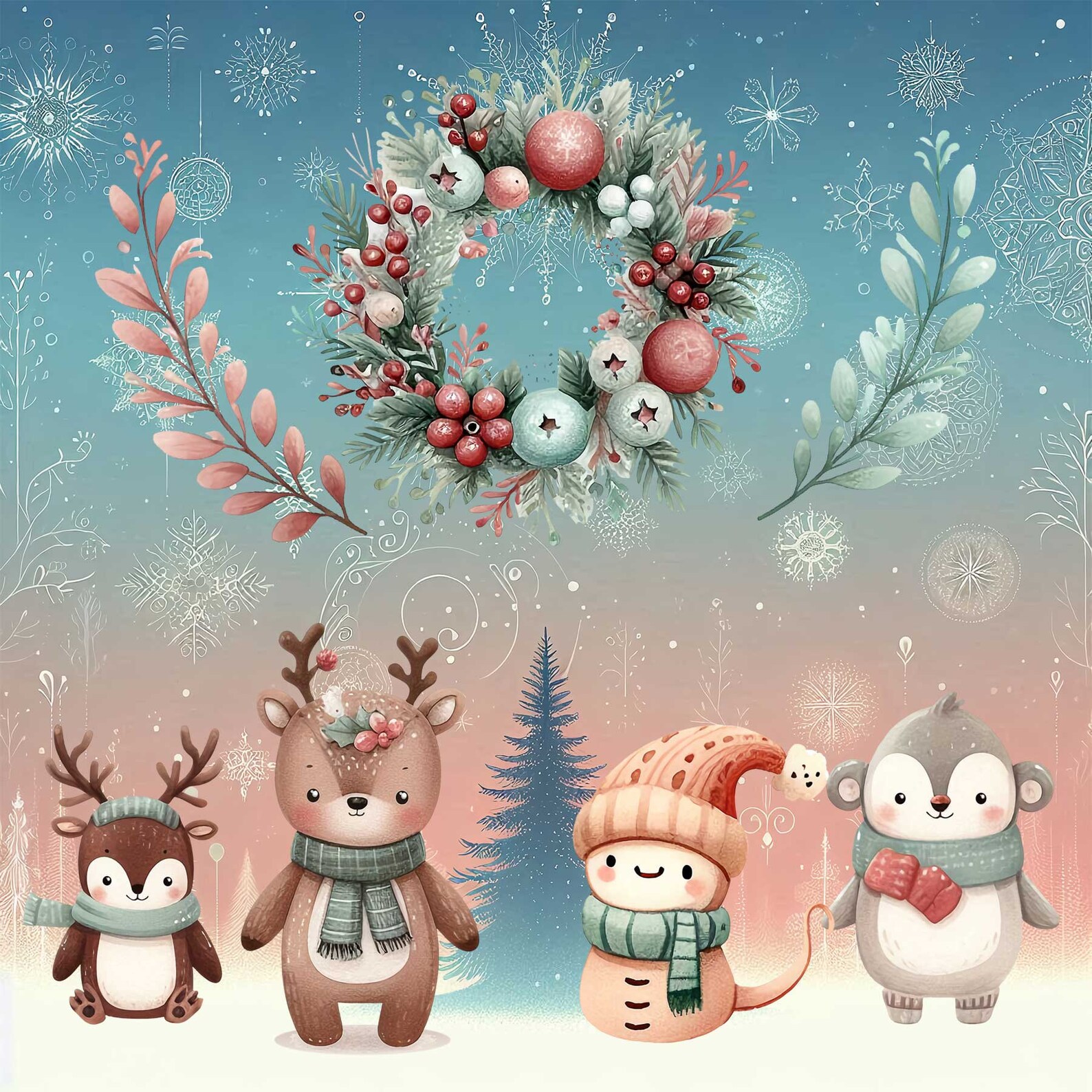 Watercolor Christmas Clipart, Reindeer Clipart, Christmas Graphics ...