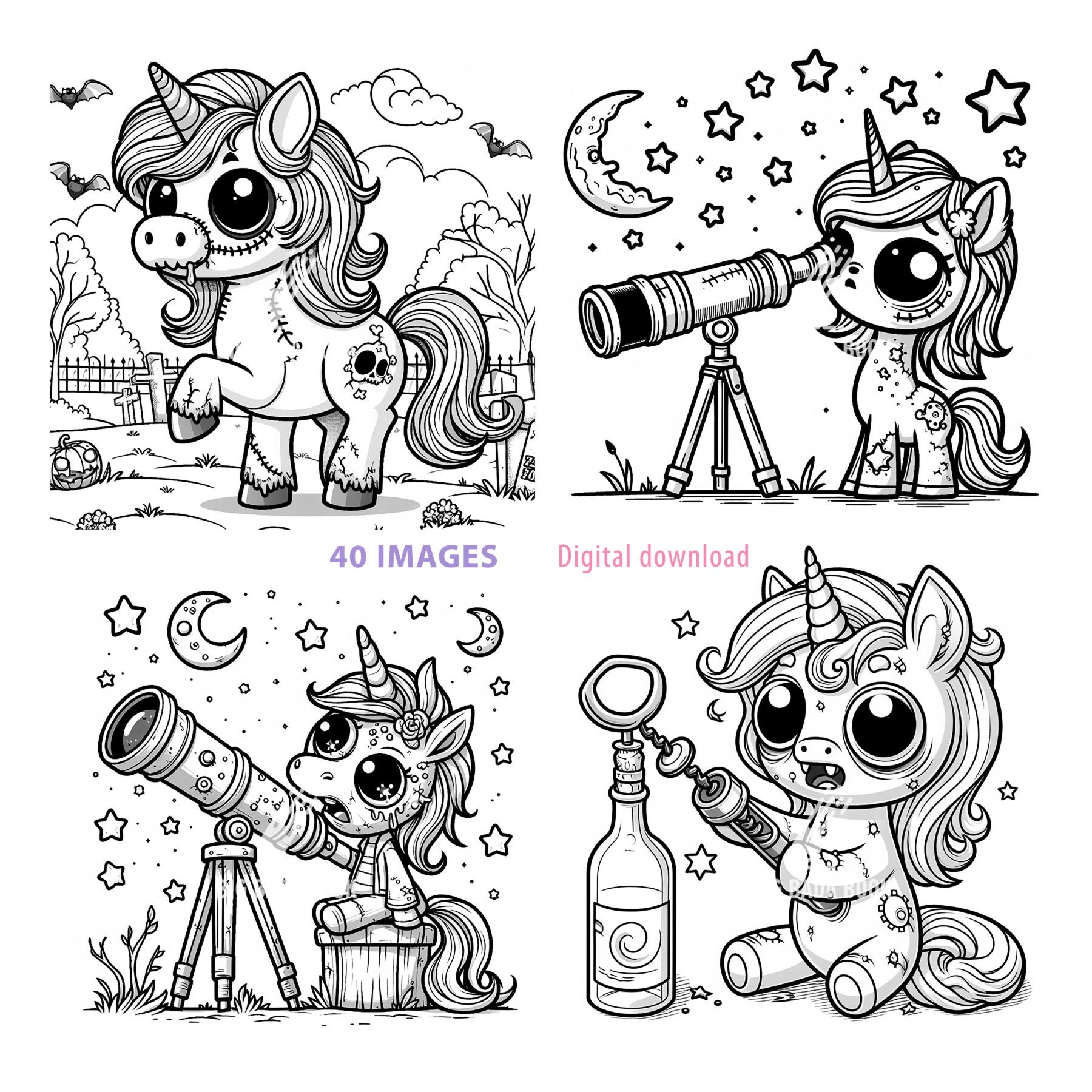 Unicorn Zombie Coloring Pages: Fun Art for Kids & Adults (PDF Download ...