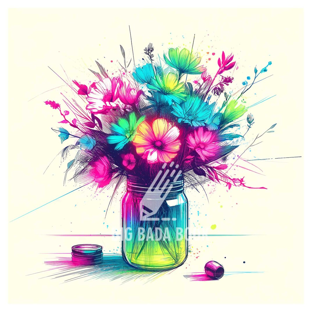 Neon Flowers Vase - Etsy