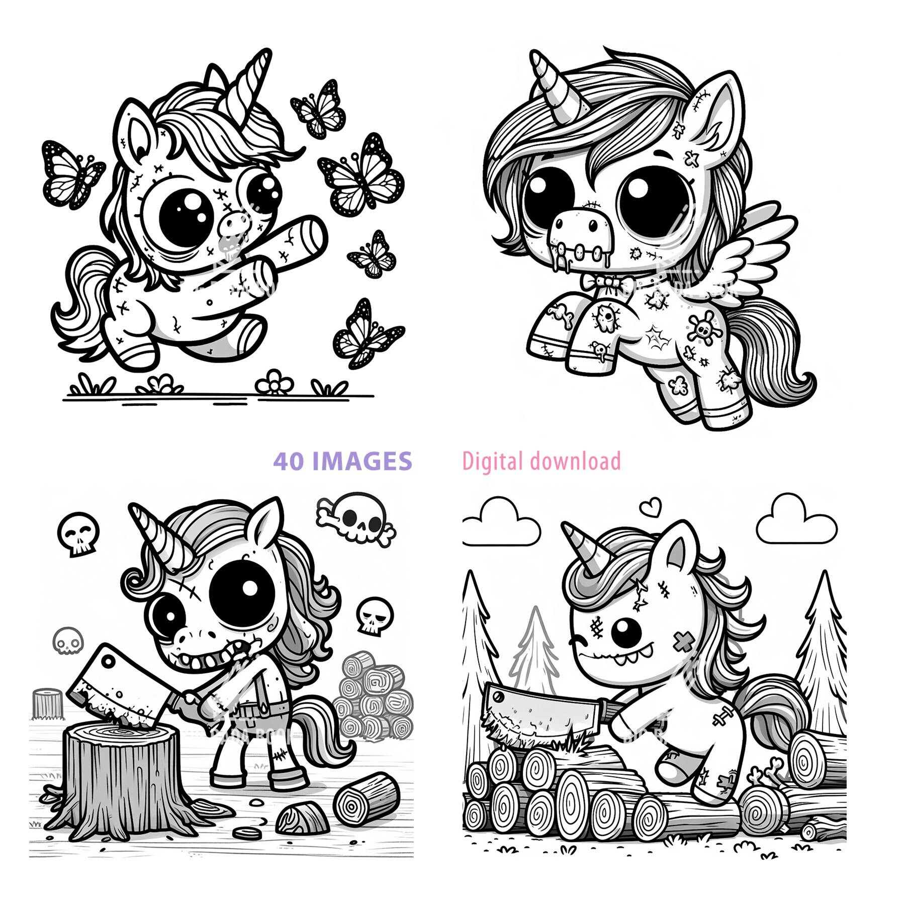 Unicorn Zombie Coloring Pages: Fun Art for Kids & Adults (PDF Download ...