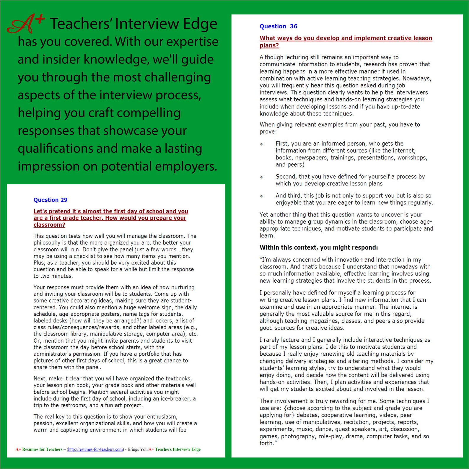 A+ Teachers' Interview Edge: Master Education Interview Questions ...