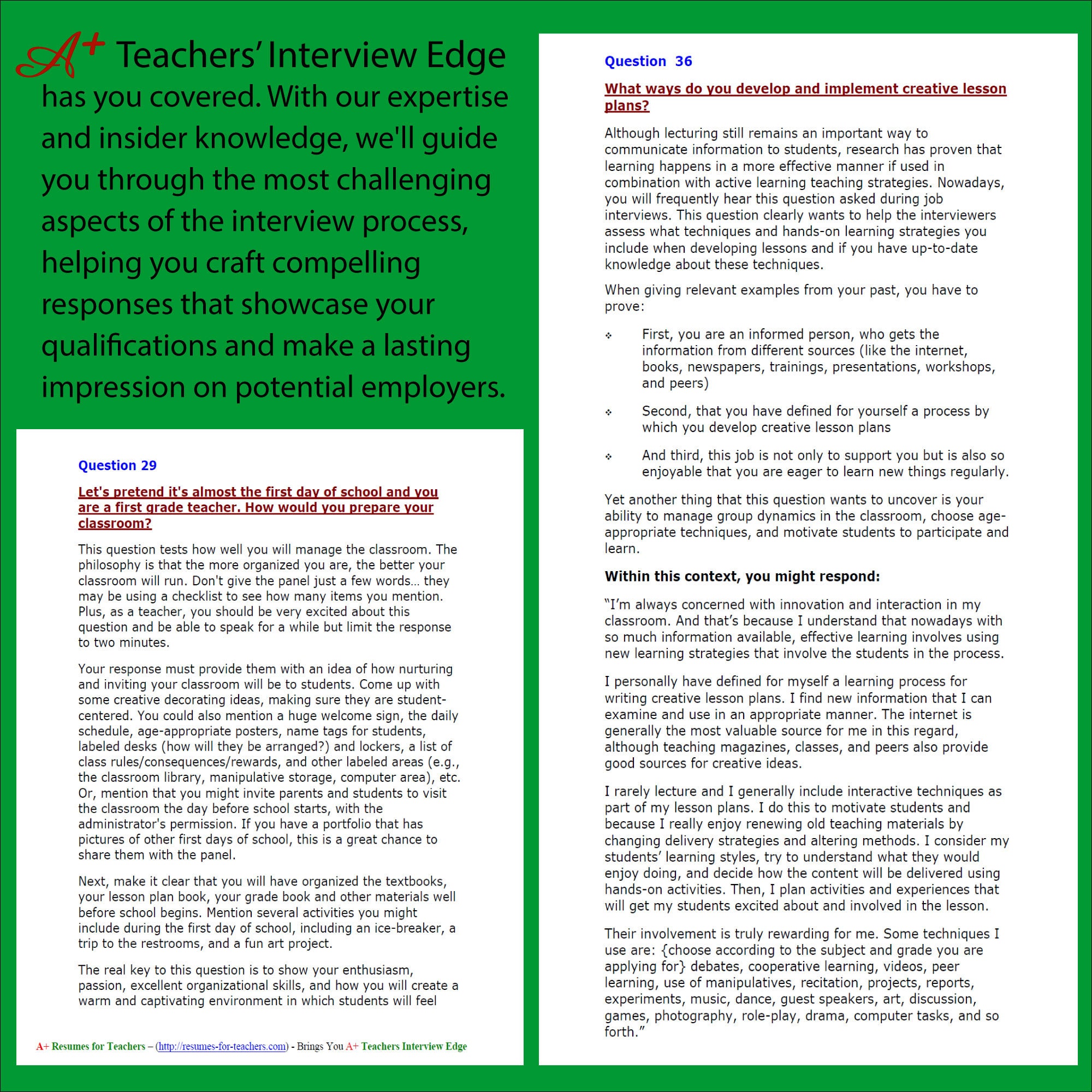 A+ Teachers' Interview Edge: Master Education Interview Questions ...