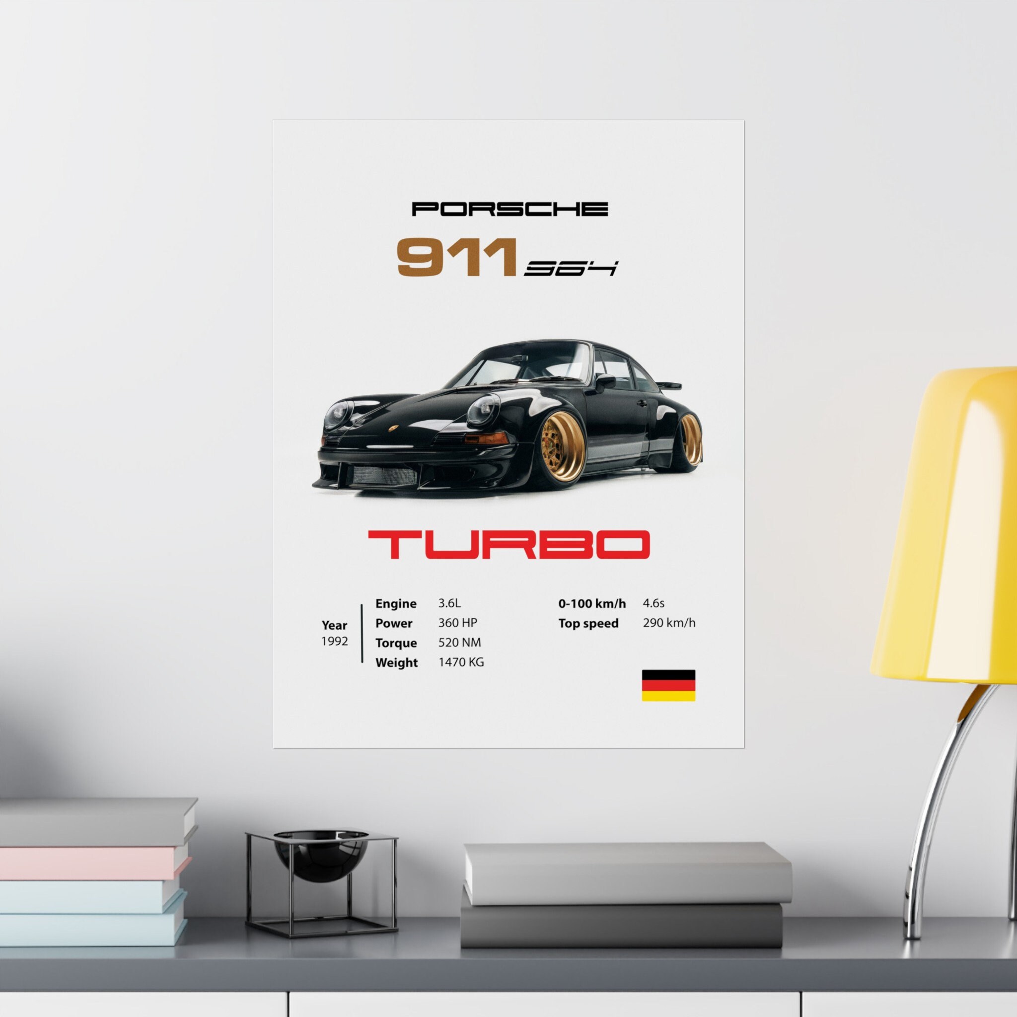 Porsche 911 Turbo Poster Matte Vertical Posters Print, Boys Room Decor ...