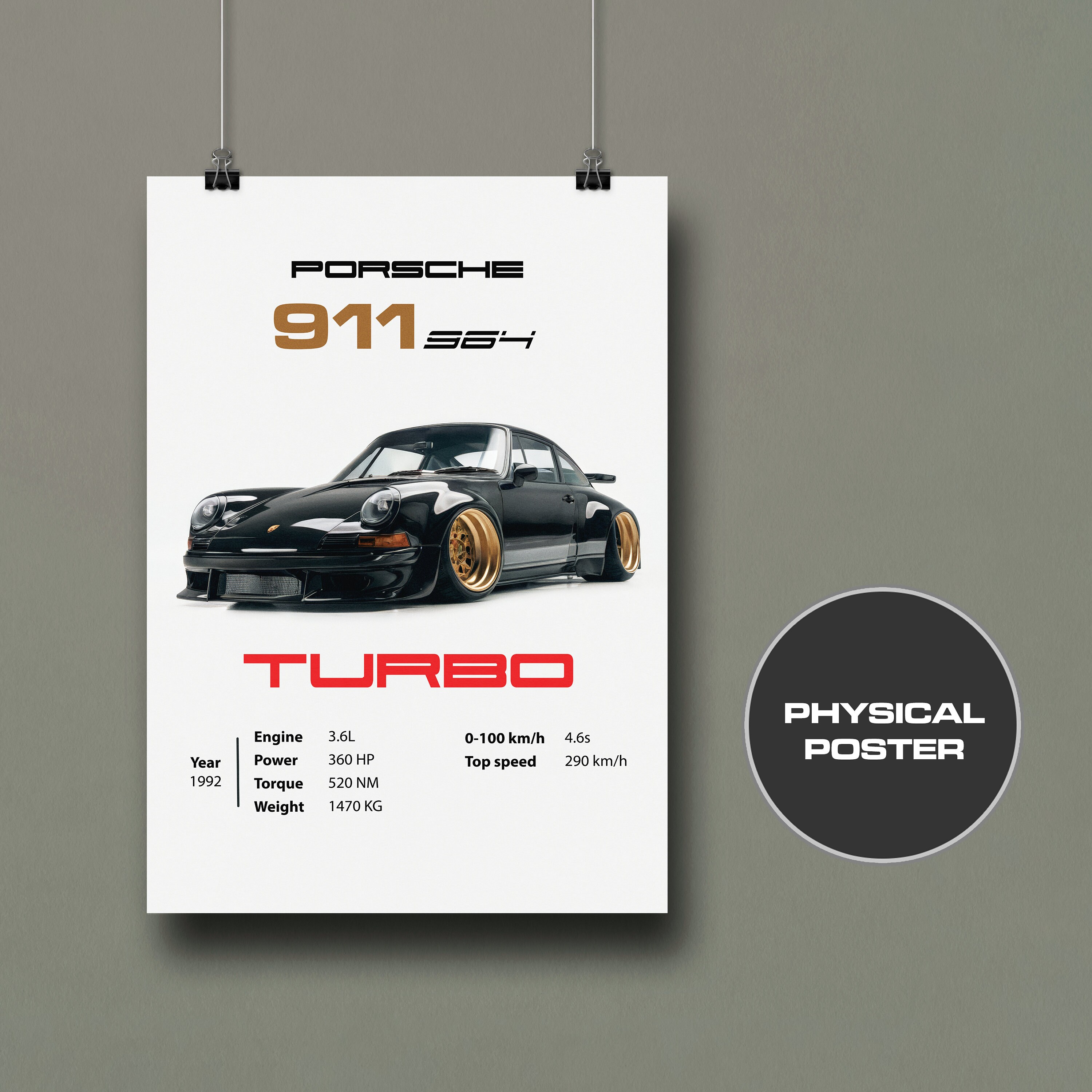 Porsche 911 Turbo Poster Matte Vertical Posters Print, Boys Room Decor ...
