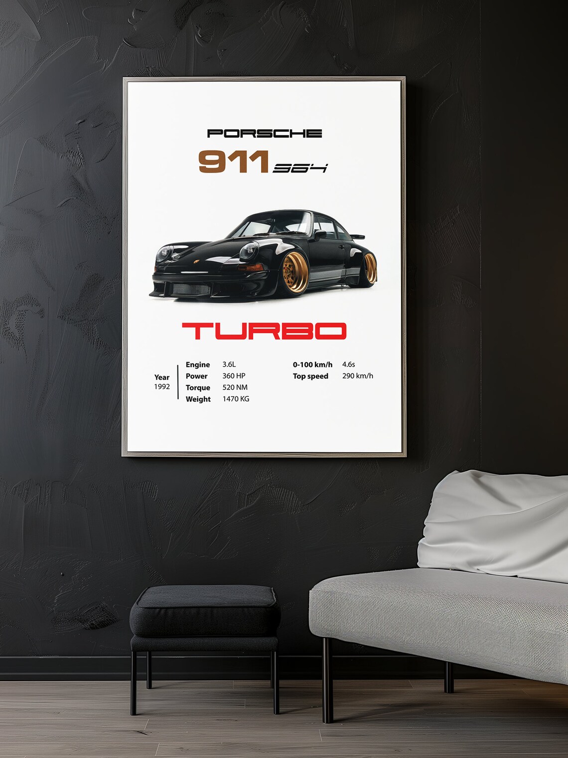 Porsche 911 Turbo Poster Matte Vertical Posters Print, Boys Room Decor ...