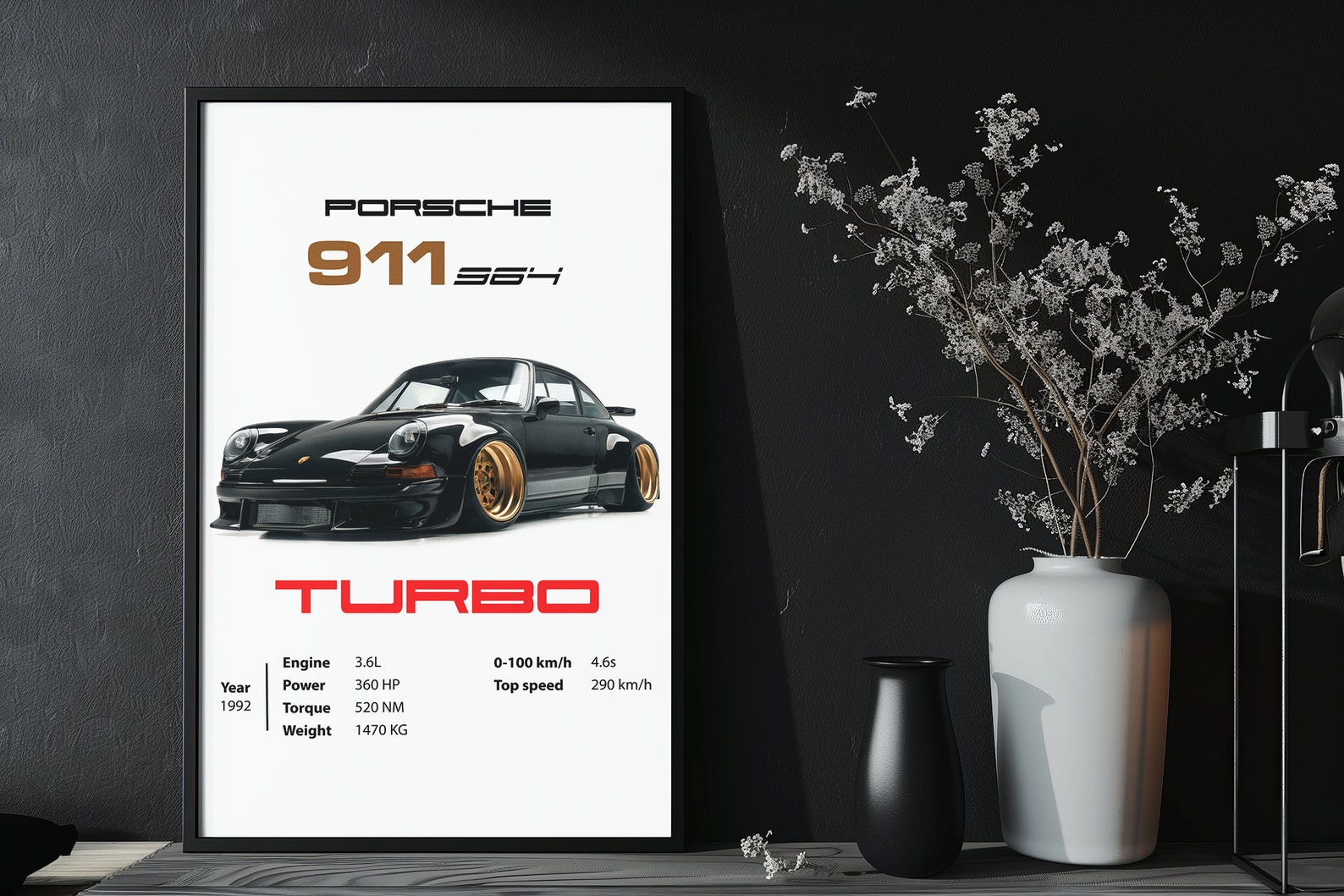Porsche 911 Turbo Poster Matte Vertical Posters Print, Boys Room Decor ...
