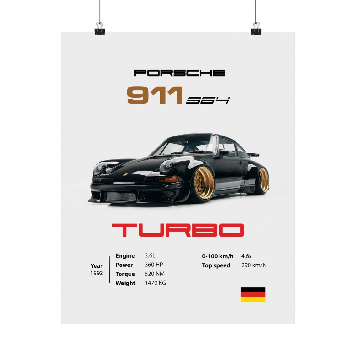 Porsche 911 Turbo Poster Matte Vertical Posters Print, Boys Room Decor ...