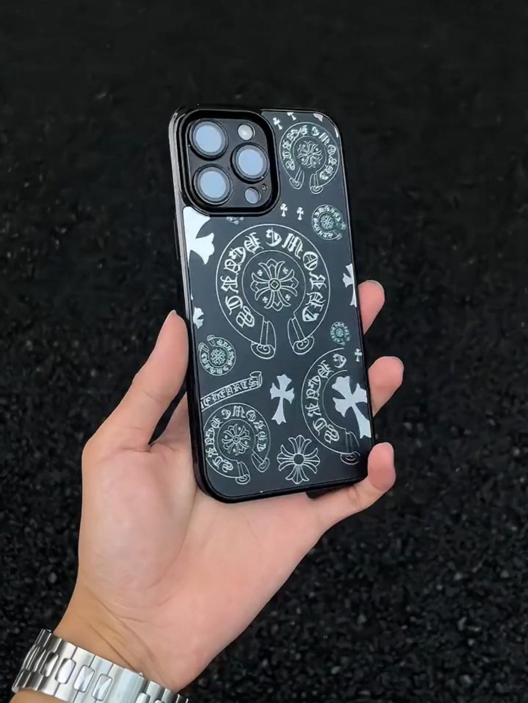 Chrome Hearts Style Gothic Cross iPhone Case Grunge Goth Shockproof ...