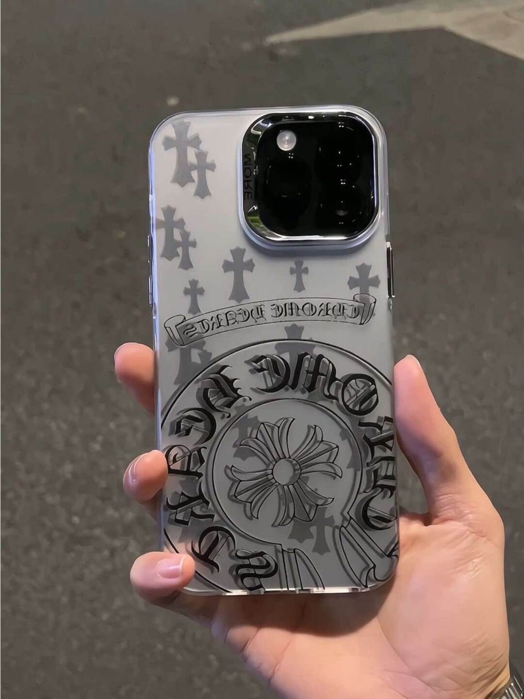 Chrome Hearts Style Gothic Cross Leather iPhone Case Grunge Halloween ...