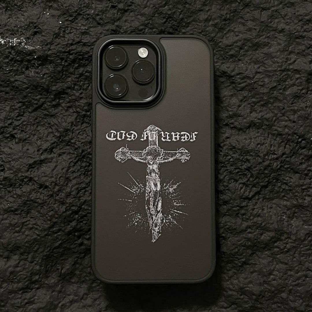 Chrome Hearts Style Punk Cross Leather iPhone Case Grunge Halloween ...