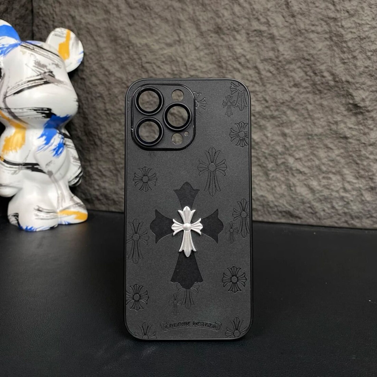 Chrome Hearts Style Gothic Cross Leather iPhone Case Grunge Leather ...
