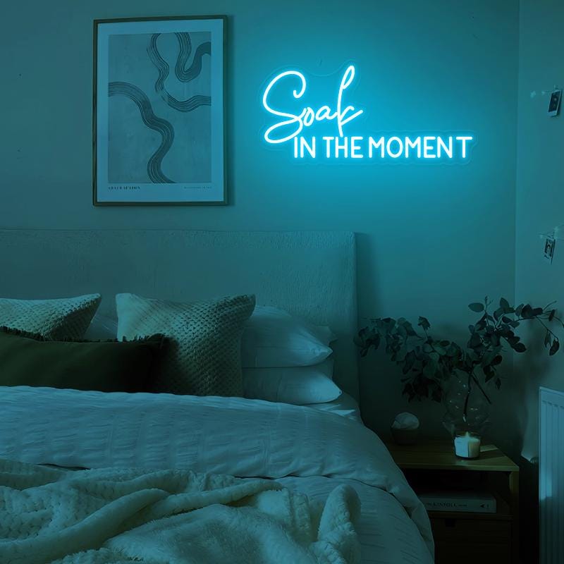 Soak in the Moment Neon Sign, Farmhouse Style Bathroom Sign, Above Tub ...