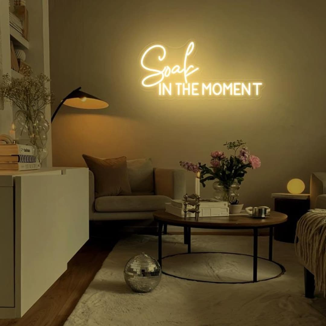 Soak in the Moment Neon Sign, Farmhouse Style Bathroom Sign, Above Tub ...