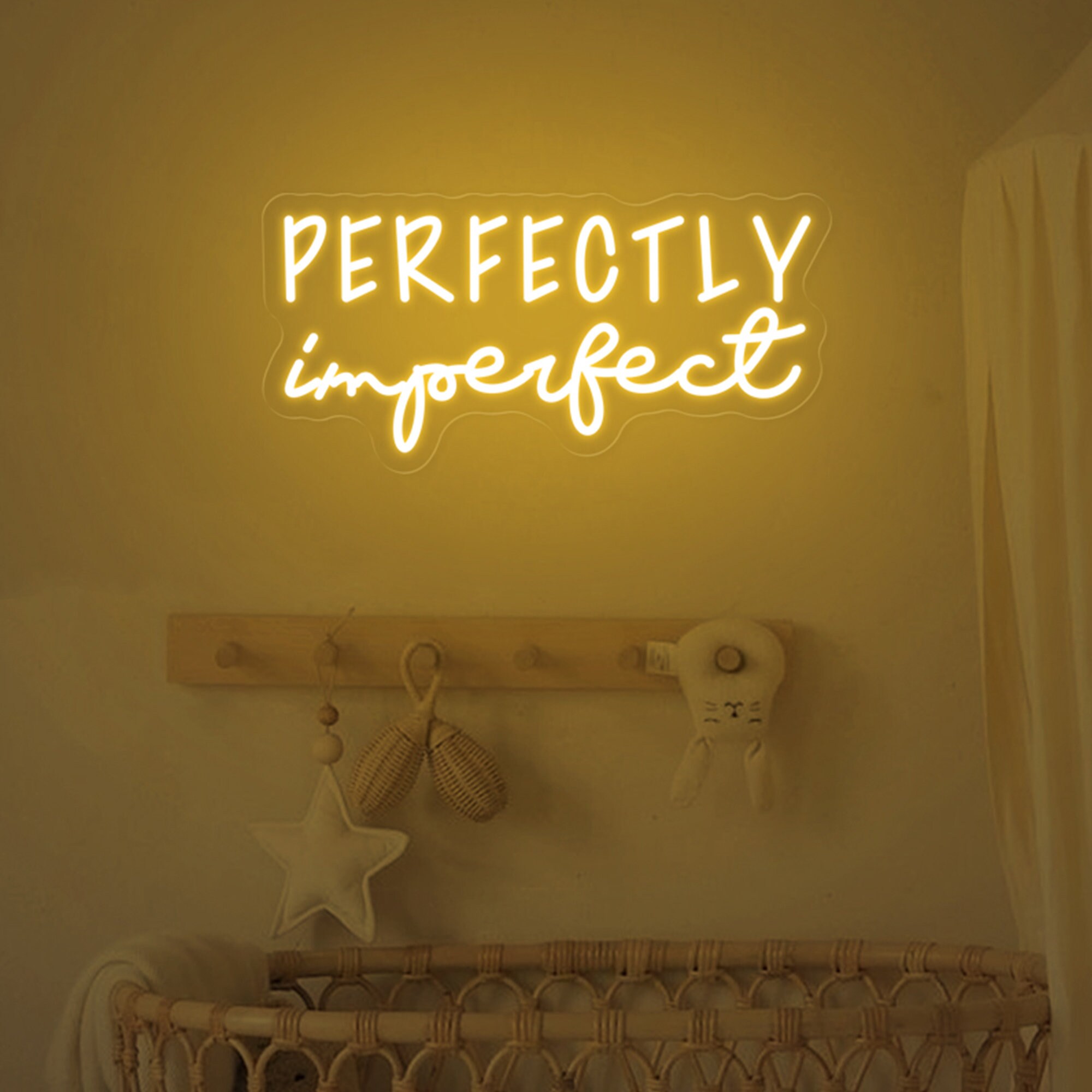 Perfectly Imperfect Neon Sign,inspirational Wall Art,christian Wall ...