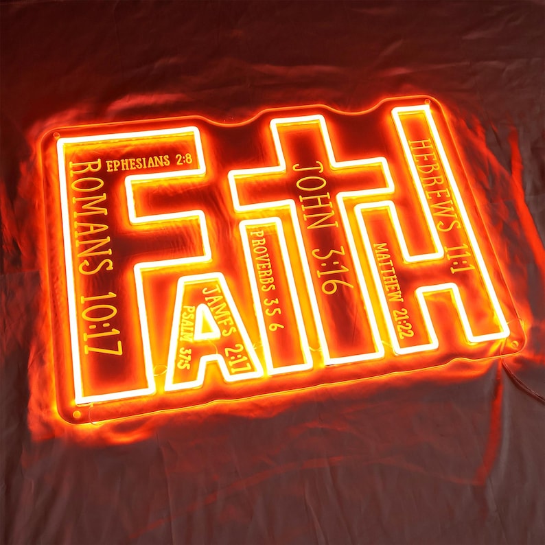 Faith Neon Sign: Religious Christian Wall Art, Mancave Decor - Etsy