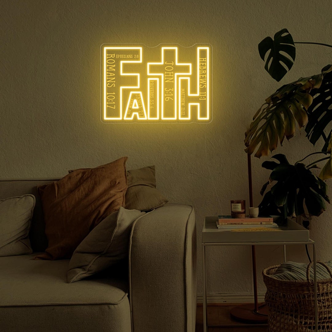 Faith Neon Sign: Religious Christian Wall Art, Mancave Decor - Etsy