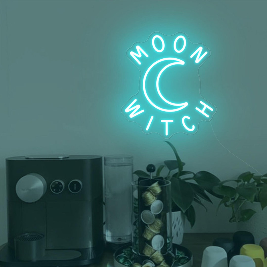 Moon Witch Neon Sign, Witch Decor Sign, Halloween Sign Wall Art, Femme ...