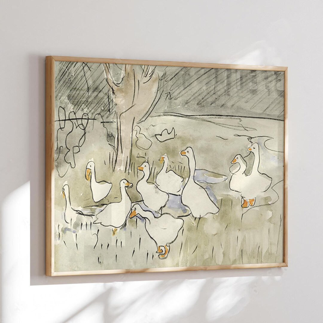 Printable Duck Wall Art, Vintage Wall Prints for Kids Room, Duck ...