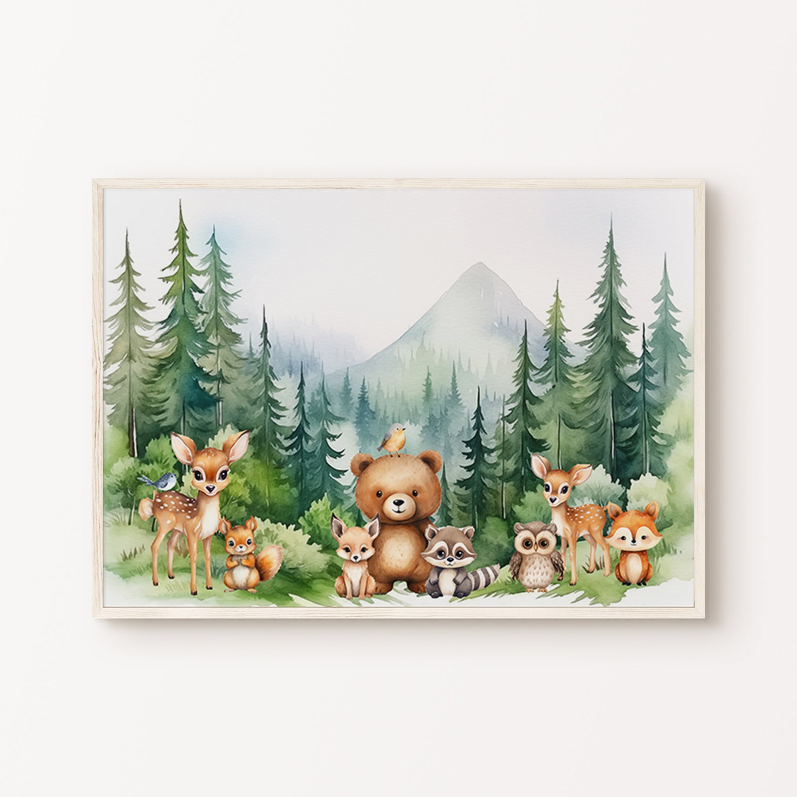 Woodland Animal Print, Nursery Printable Wall Art, Forest Baby Animal ...