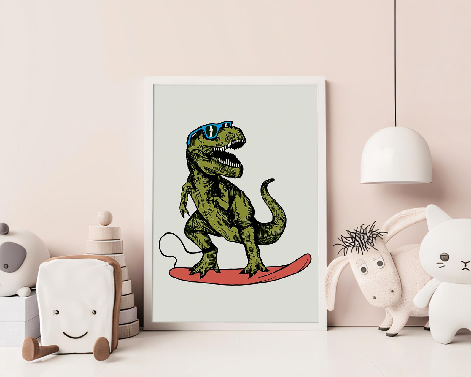 T-rex Kids Print, Dinosaurs Art for Boy Bedroom, Playroom Surf Poster ...