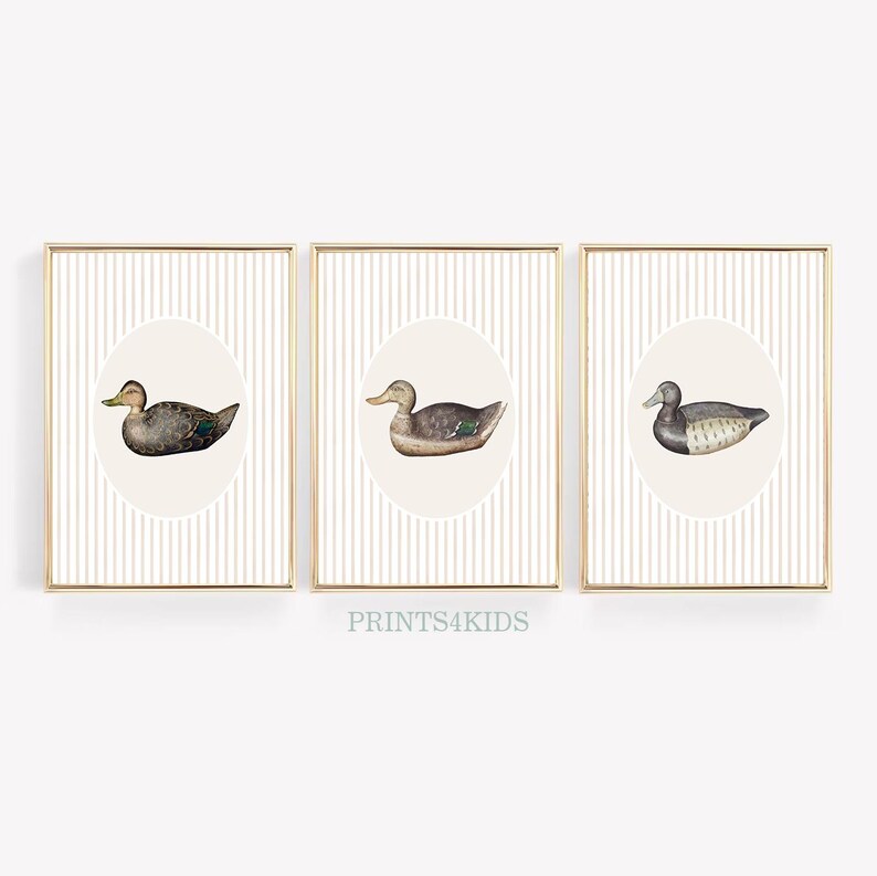 Vintage Duck Wall Art, Wall Prints for Kids Room, Duck Nursery Decor ...