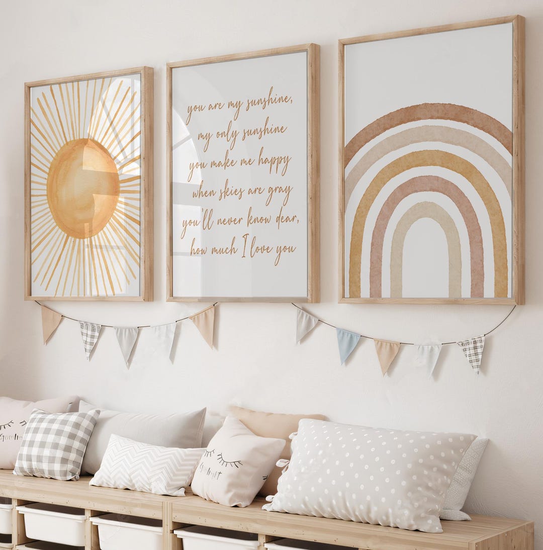 Boho Nursery Wall Art, Printable You Are My Sunshine Quote Poster, Sun ...