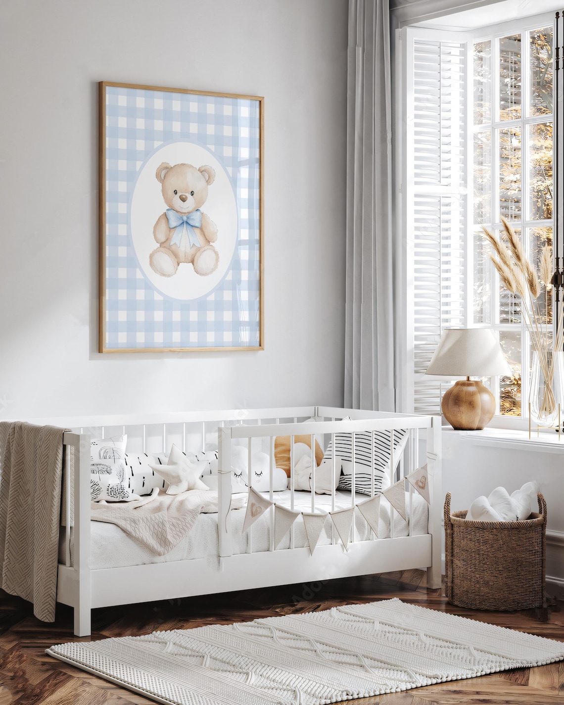 Vintage Bear Nursery Wall Art, Boy Nursery Decor, Baby Blue Nursery ...