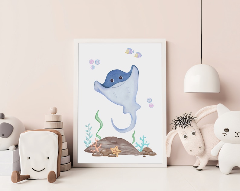 Under the Sea Nursery Printable Art, Ocean Animal Poster, Boy Nursery ...
