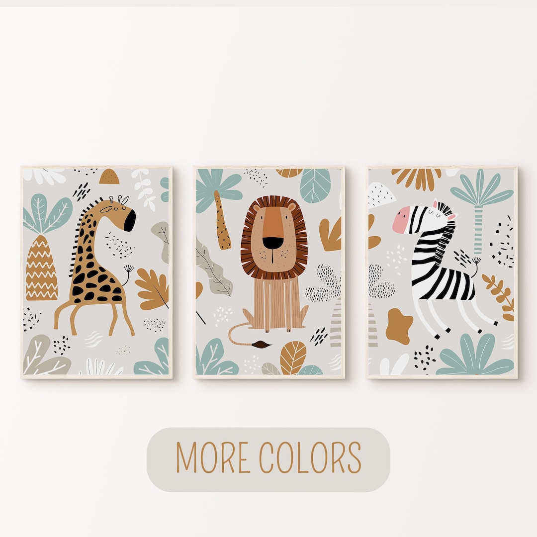 Printable Boho Nursery 3 Pieces Wall Art, Set of 3 Safari Nursery ...