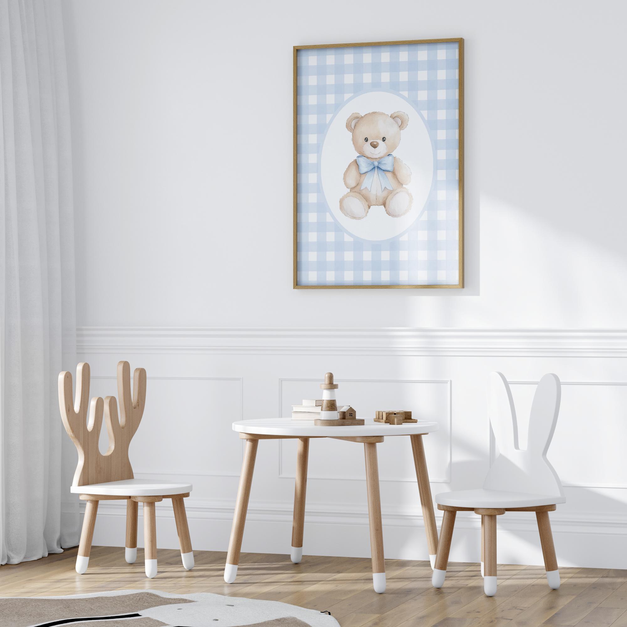 Vintage Bear Nursery Wall Art, Boy Nursery Decor, Baby Blue Nursery ...