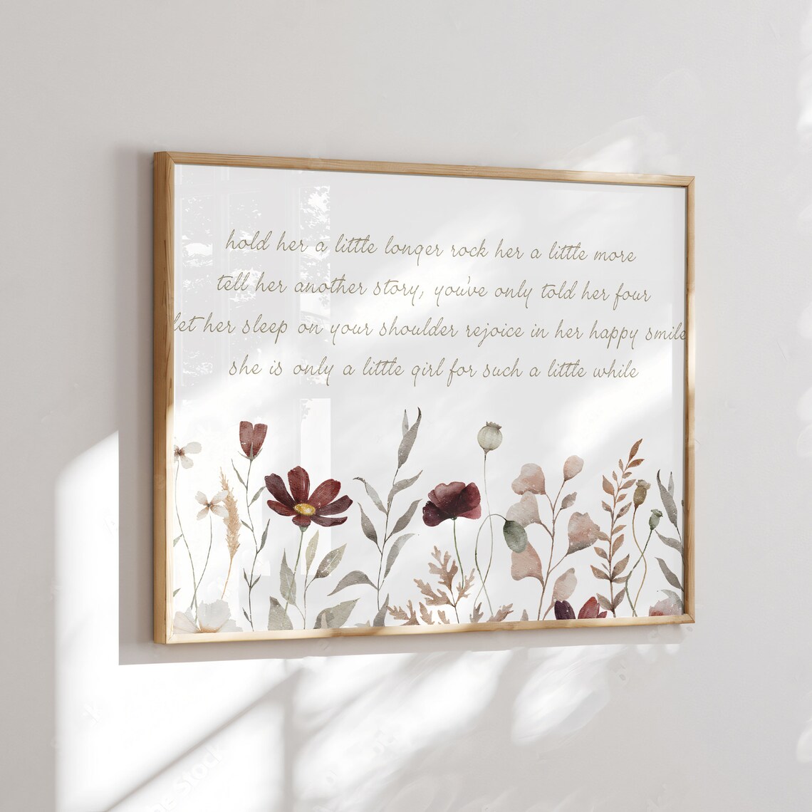 Wildflower Nursery Poem Wall Art, Boho Nursery Quote Poster, Girl Room ...