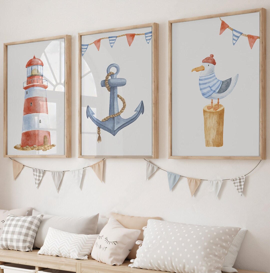 Nautical Nursery Set of 3 Prints, Under the Sea Kids Posters, Ocean Boy ...