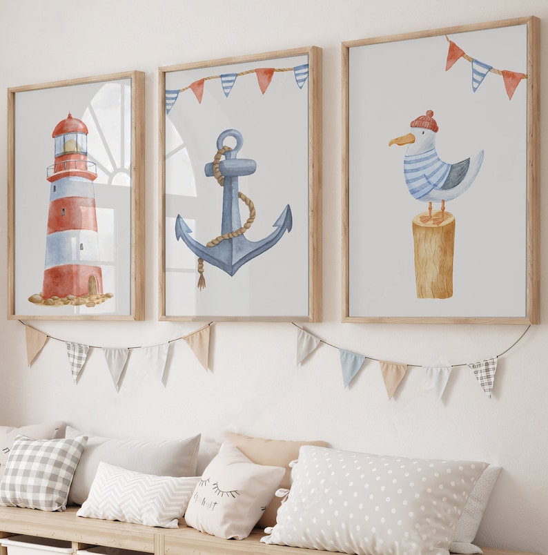 Nautical Nursery Set of 3 Prints, Under the Sea Kids Posters, Ocean Boy ...