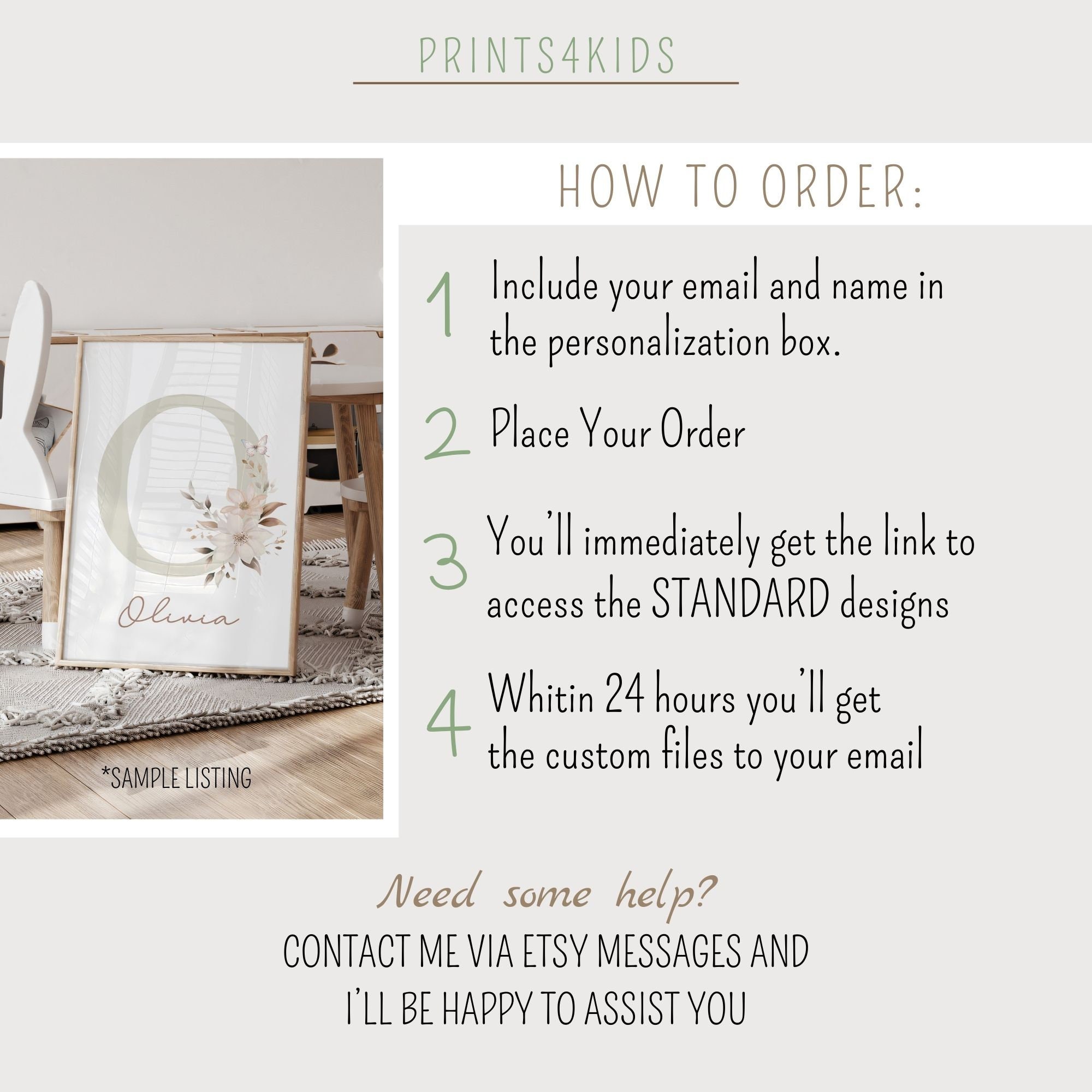 Boho Wildflower Set of 2 Nursery Prints, Printable Custom Floral Room ...
