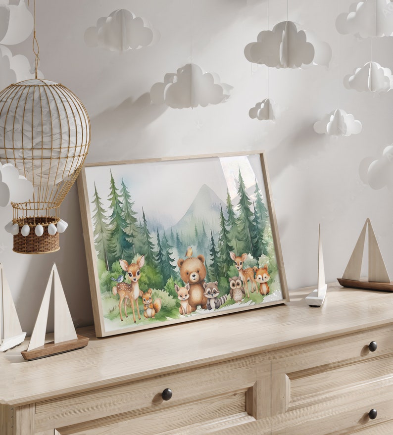 Woodland Animal Print, Nursery Printable Wall Art, Forest Baby Animal ...