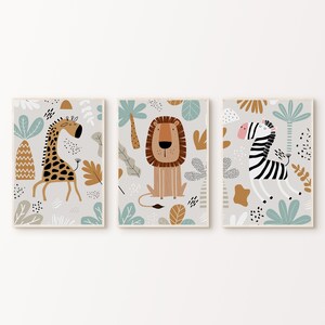 Printable Boho Nursery 3 Pieces Wall Art, Set of 3 Safari Nursery ...