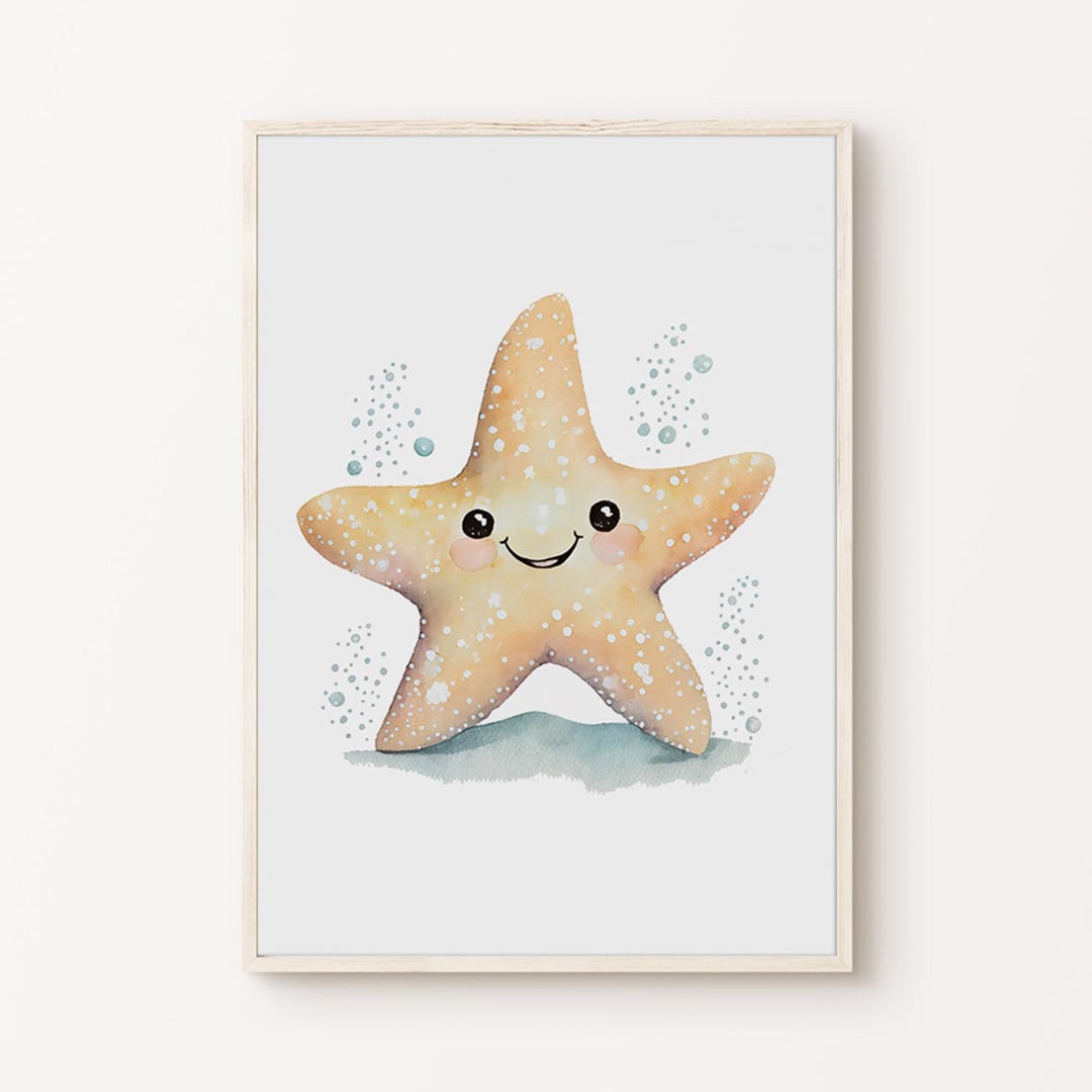 Under the Sea Nursery Print, Ocean Animal Poster, Coastal Starfish ...