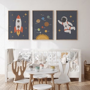 Space Nursery Set of 3 Prints, Printable Space Astronaut Planet Posters ...