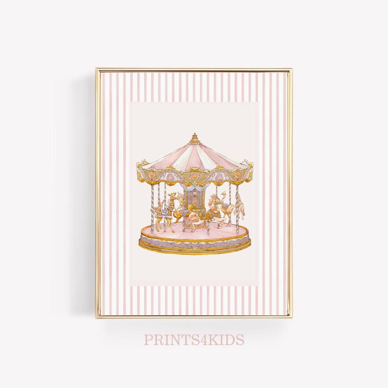 Pink Merry Go Round Print - Etsy