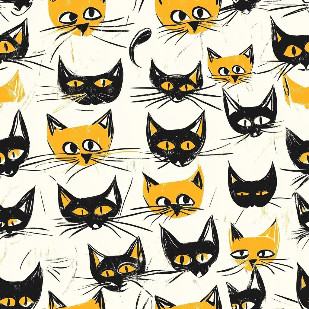 50 Unique Vintage Cat Patterns Digital Paper Pack 50 Jpgs Instant ...
