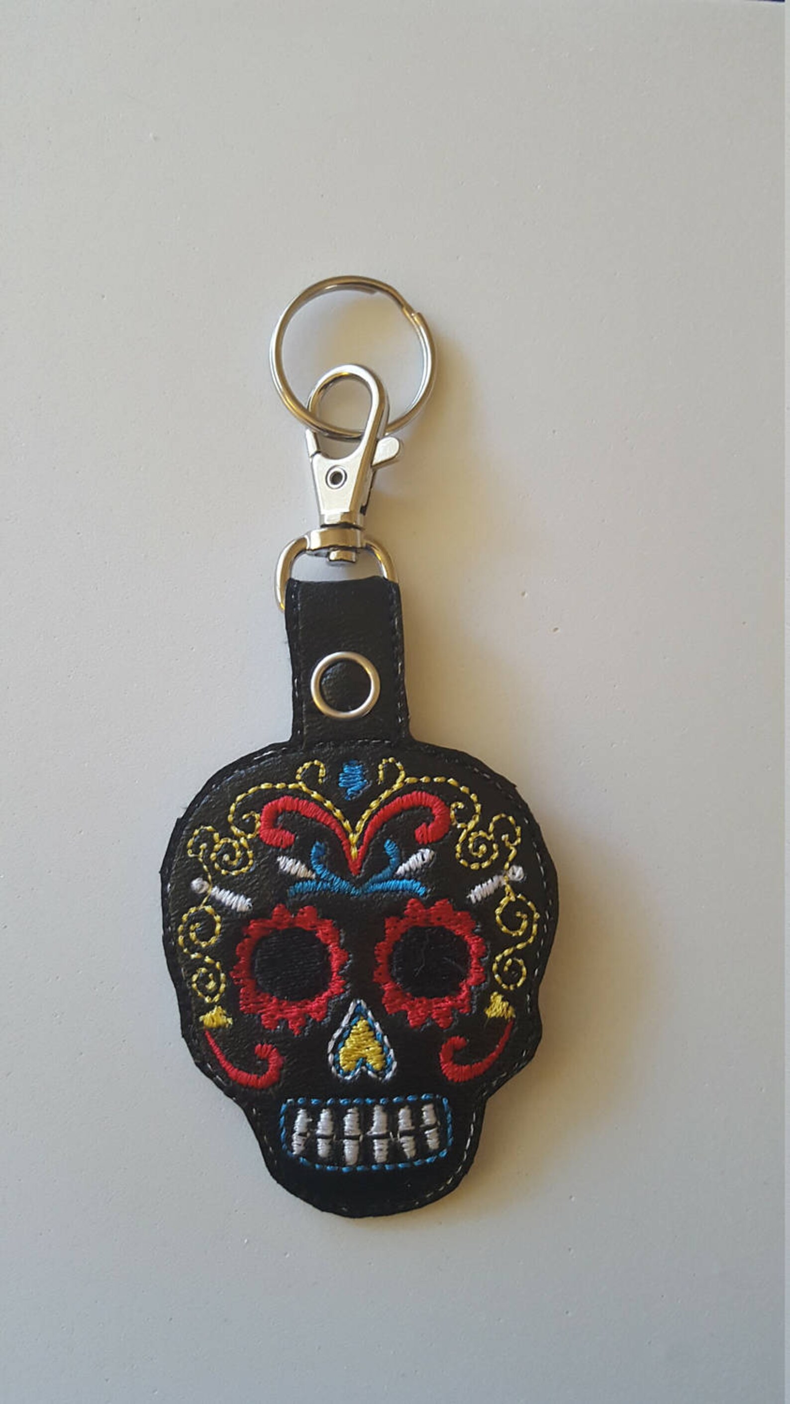 Sugar Skull Keychain, Sugar Skull Key Fob, Day of the Dead Key Chain ...