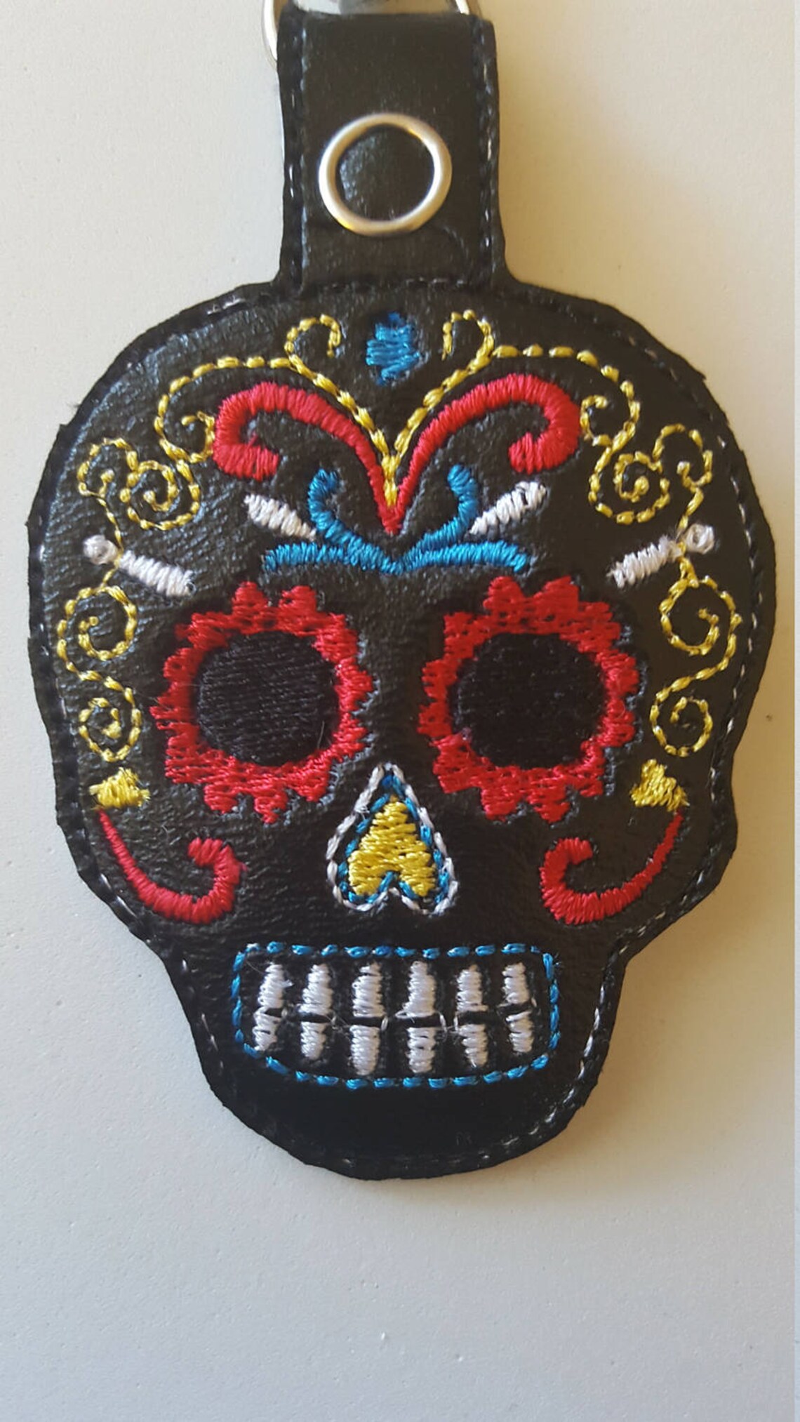 Sugar Skull Keychain, Sugar Skull Key Fob, Day of the Dead Key Chain ...