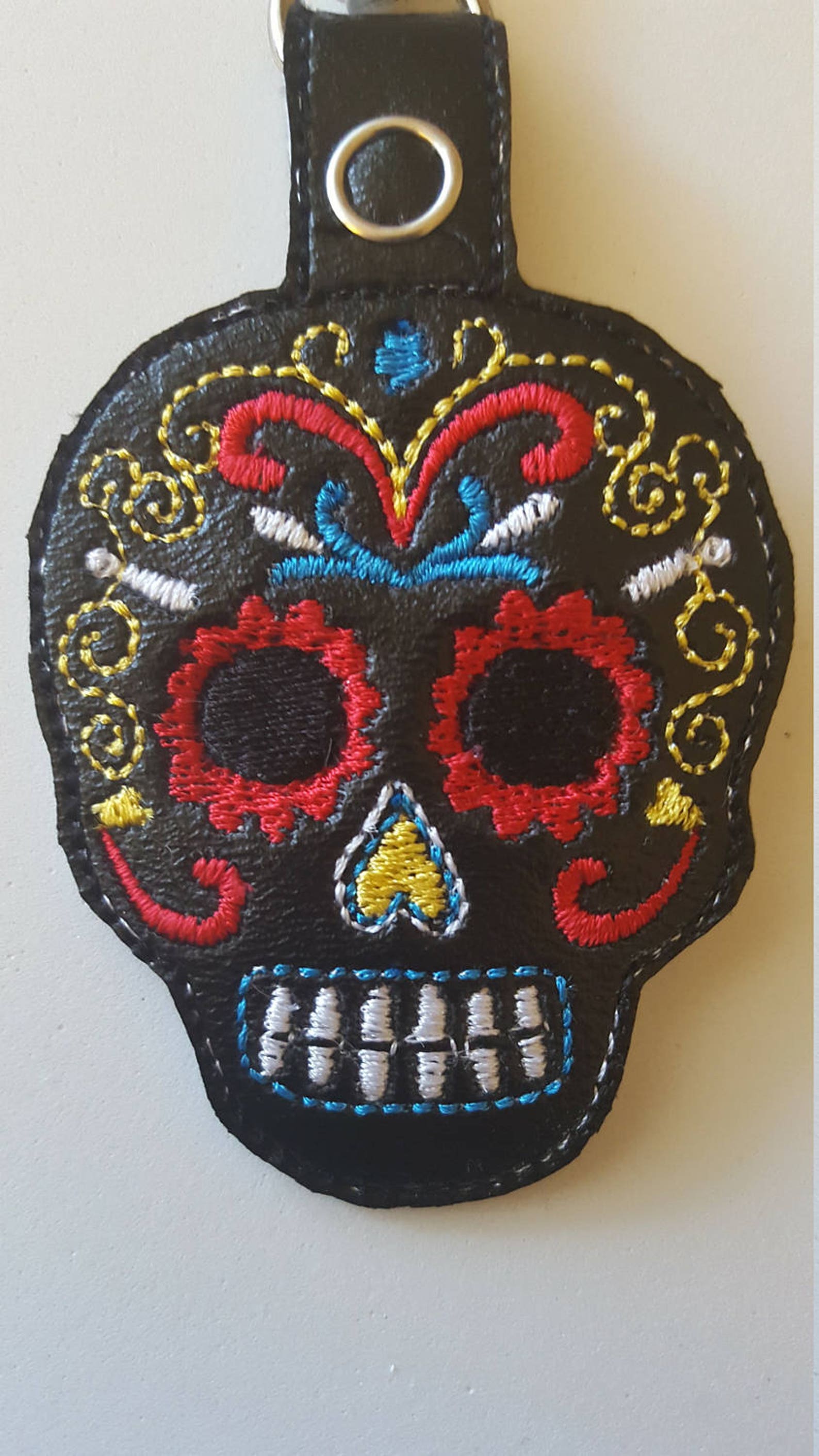 Sugar Skull Keychain, Sugar Skull Key Fob, Day of the Dead Key Chain ...