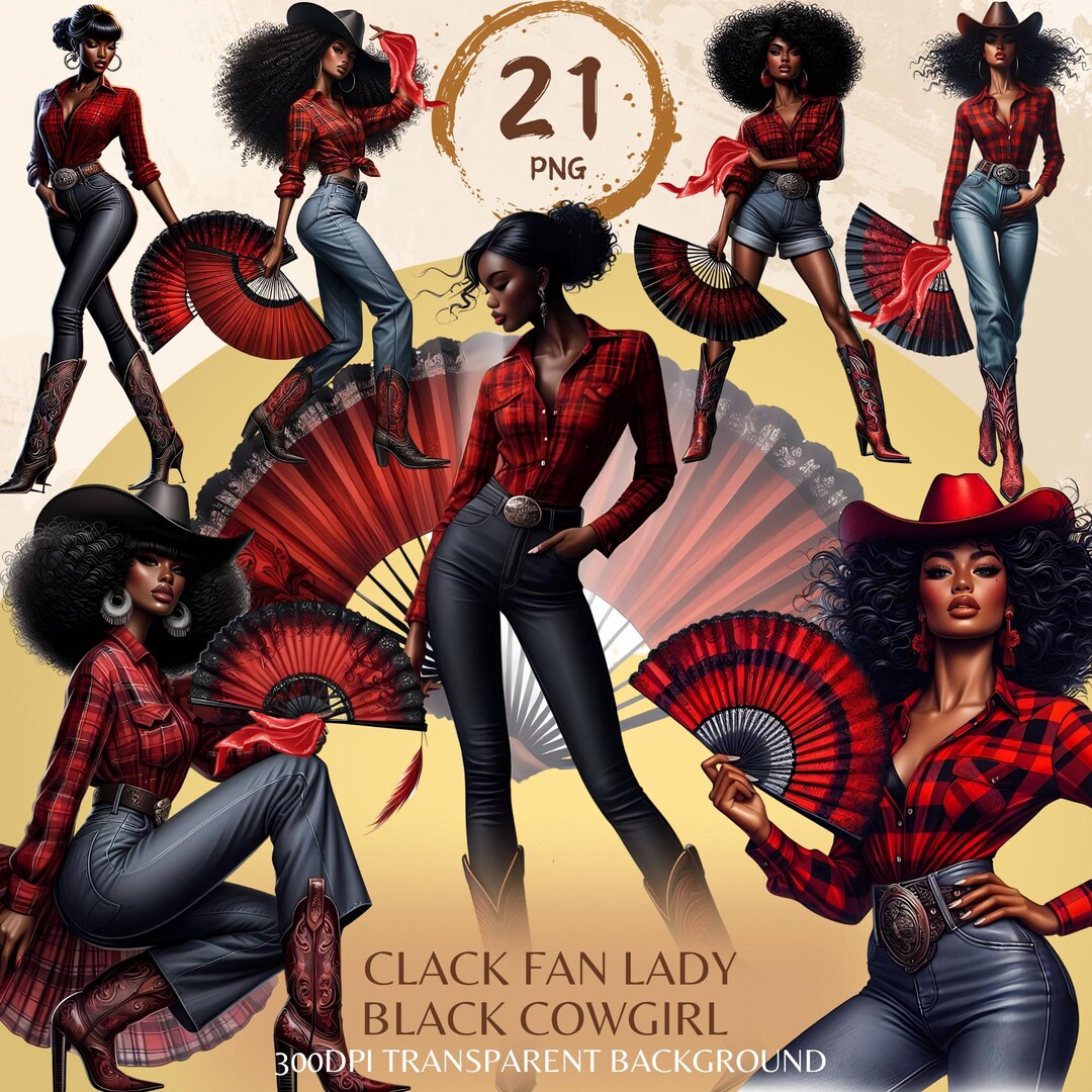 Clack Fan Lady Black Cowgirl Png Black Woman Western Graphic Design ...