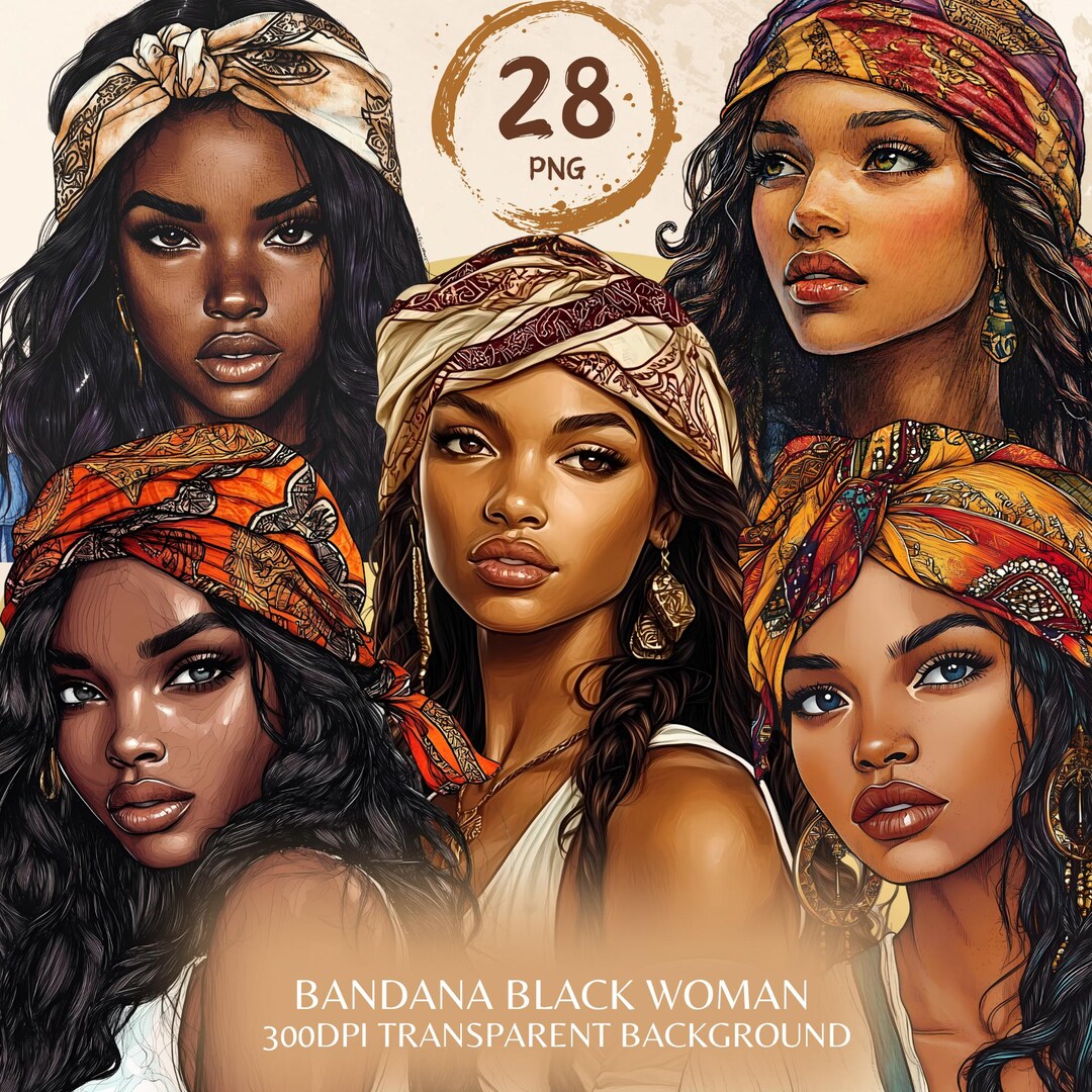 Bandana Black Woman PNG: Afro Boho Clipart (digital Download) - Etsy